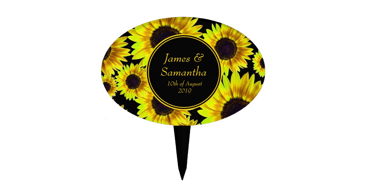 Cheerful Bright Yellow Sunflower - Cake Topper | Zazzle