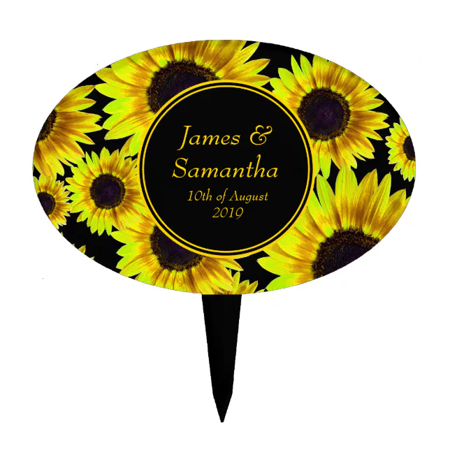Cheerful Bright Yellow Sunflower - Cake Topper | Zazzle