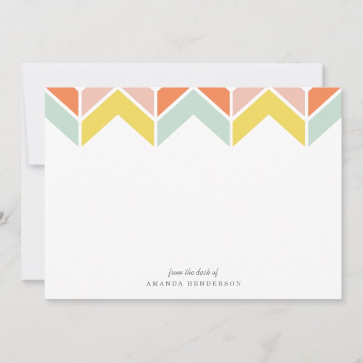 Cheerful Chevron Stationery Note Card | Zazzle