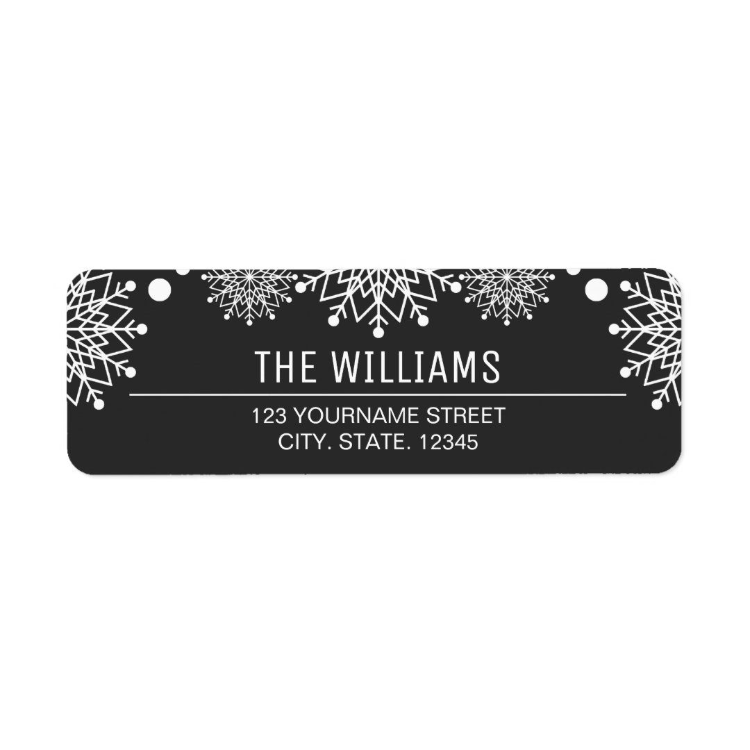 Cheerful Christmas | Black and White Snowflakes Label | Zazzle