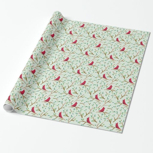 Cheerful Christmas Cardinal Holiday Gift Wrap | Zazzle