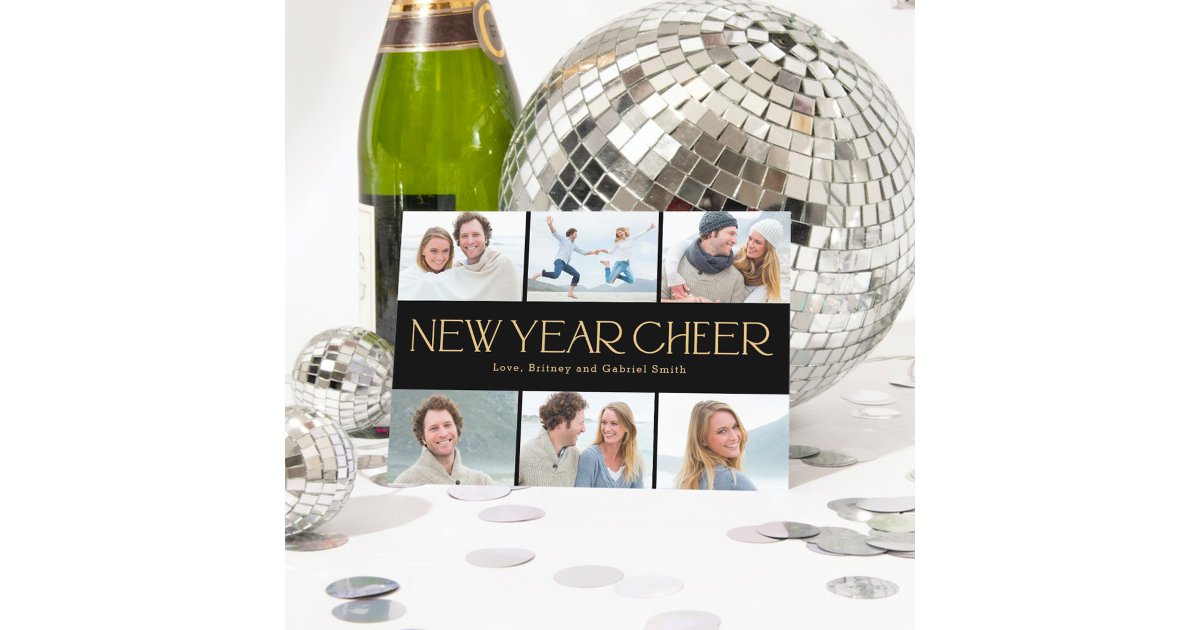 Cheerful Collage Happy New Year Photo Card | Zazzle
