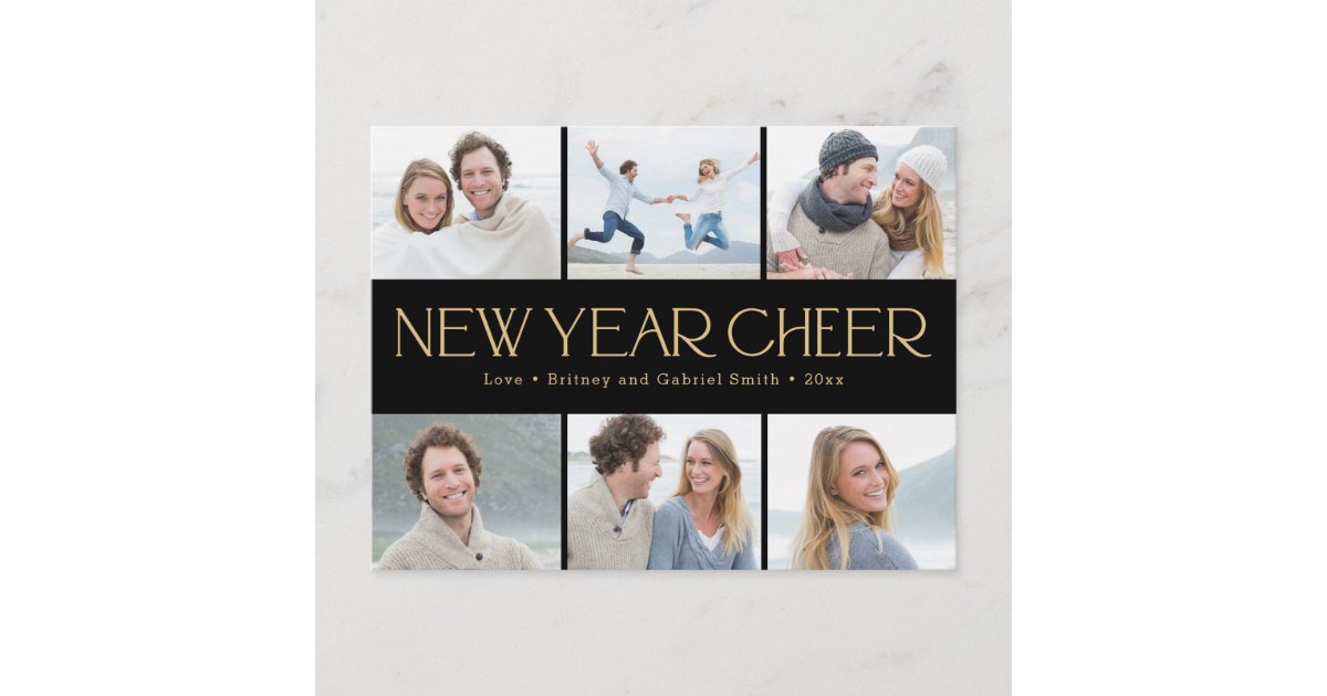 Cheerful Collage Happy New Year Photo Card | Zazzle