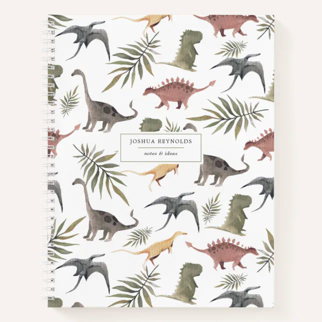 Cheerful Dinosaur Pattern Personalized Journal | Zazzle