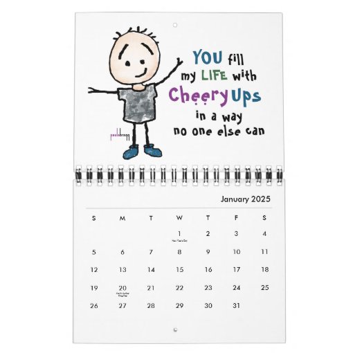 Cheerful, happy Encouragement, Cartoon Stickman Calendar | Zazzle