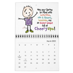 Cheerful, happy Encouragement, Cartoon Stickman Calendar | Zazzle