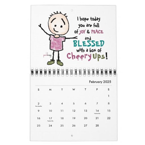 Cheerful, happy Encouragement, Cartoon Stickman Calendar | Zazzle