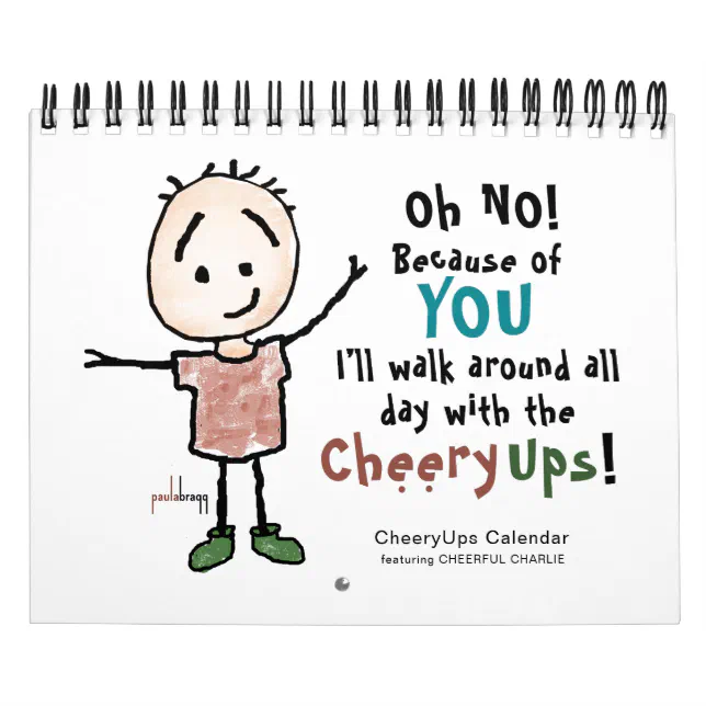 Cheerful, happy Encouragement, Cartoon Stickman Calendar | Zazzle