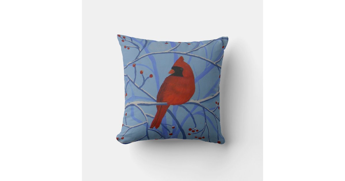 Cheerful heart Cardinal Throw Pillow | Zazzle