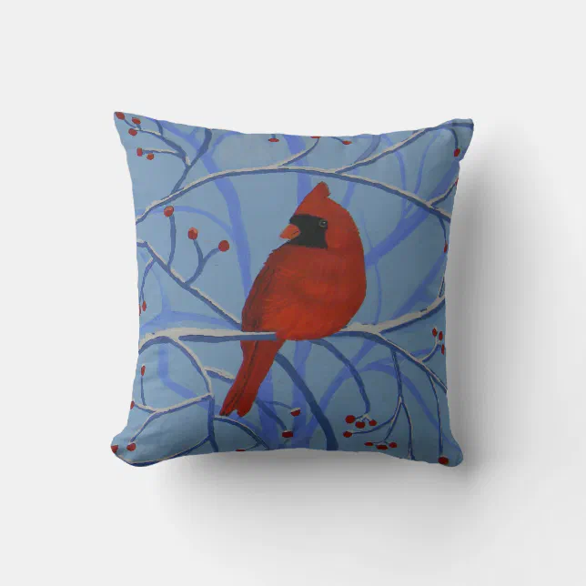 Cheerful heart Cardinal Throw Pillow | Zazzle