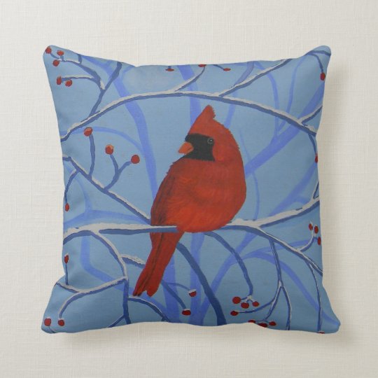 Cheerful heart Cardinal Throw Pillow | Zazzle.com