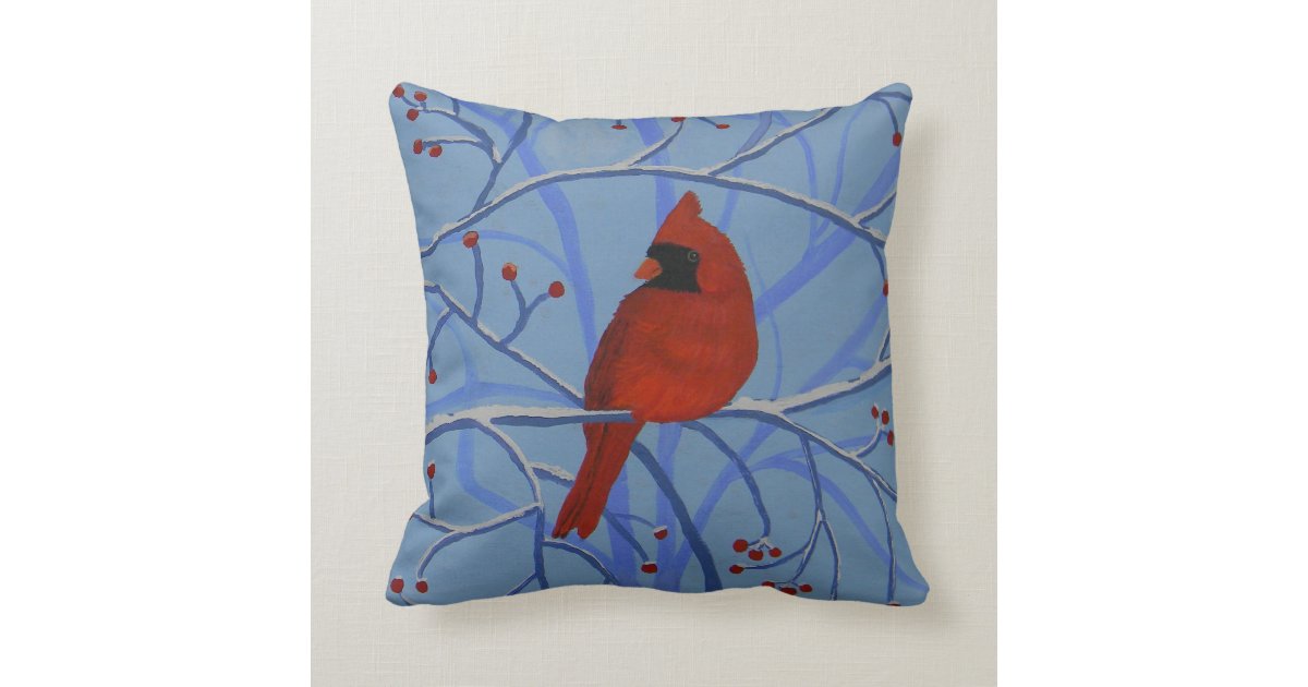 Cheerful heart Cardinal Throw Pillow | Zazzle.com
