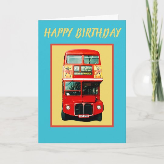 Cheerful London Bus Birthday Card | Zazzle.com