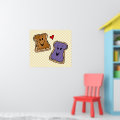 Cheerful Peanut Butter and Jelly Cartoon Friends Poster | Zazzle