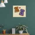 Cheerful Peanut Butter and Jelly Cartoon Friends Poster | Zazzle