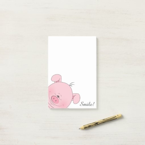 Cheerful Pink Pig Cartoon Post-it Notes | Zazzle