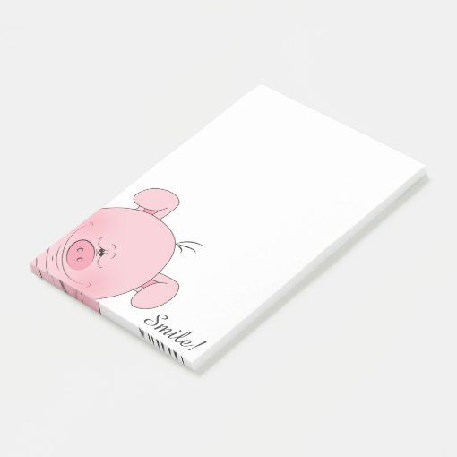 Cheerful Pink Pig Cartoon Post-it Notes | Zazzle