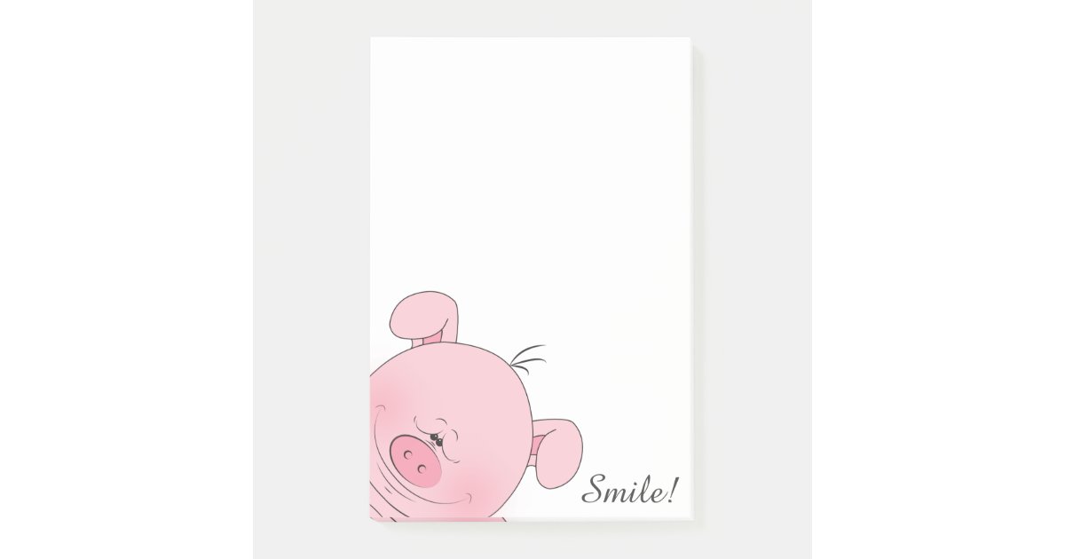 Cheerful Pink Pig Cartoon Post-it Notes | Zazzle