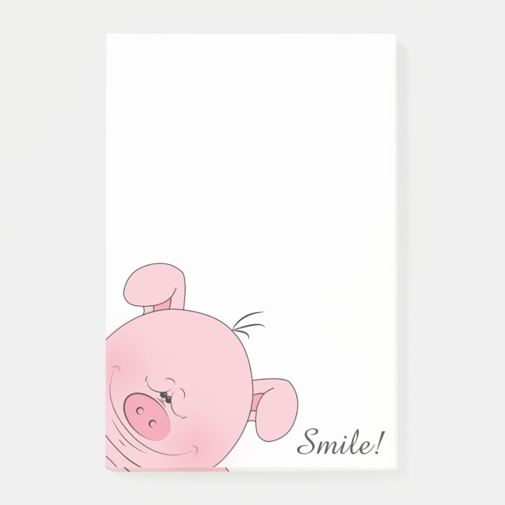 Cheerful Pink Pig Cartoon Post-it Notes | Zazzle