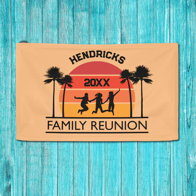 Cheerful, retro Family Reunion welcome banner | Zazzle