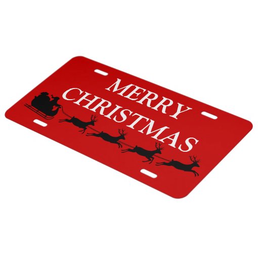 Cheerful Santa Claus Riding Reindeer Christmas License Plate | Zazzle