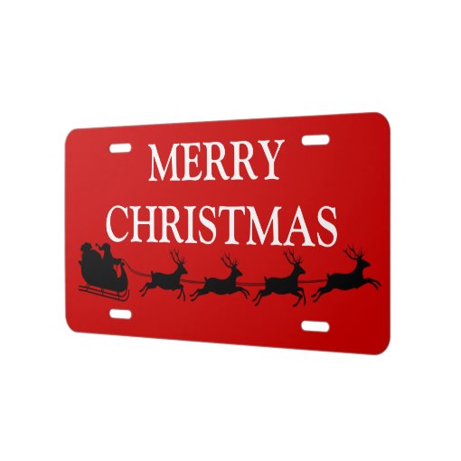 Cheerful Santa Claus Riding Reindeer Christmas License Plate | Zazzle