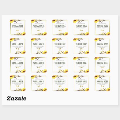 Cheerful Yellow Flowers On White Product Labels | Zazzle