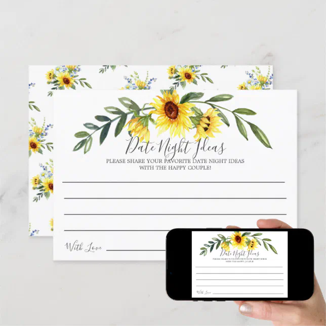 Cheerful Yellow Sunflower Date Night Ideas Card Zazzle cheerful-yellow-sunflower-date-night-ideas-card-zazzle