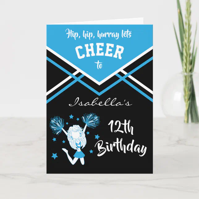 Cheerleader Birthday - Baby Blue Card | Zazzle