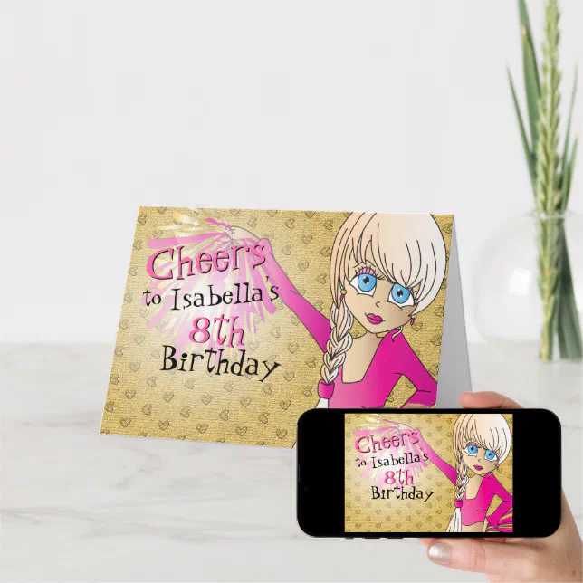 Cheerleader Birthday Girl - Pink Card | Zazzle