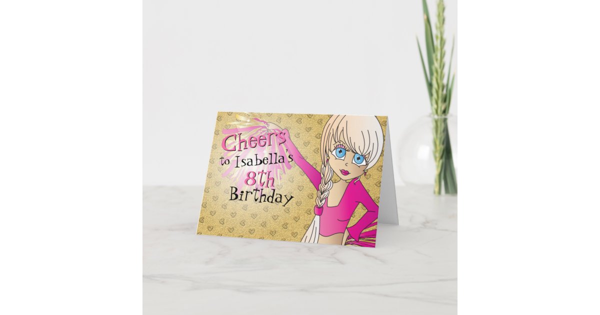 Cheerleader Birthday Girl - Pink Card | Zazzle