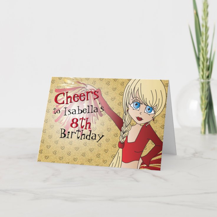 Cheerleader Birthday Girl - Red Card | Zazzle