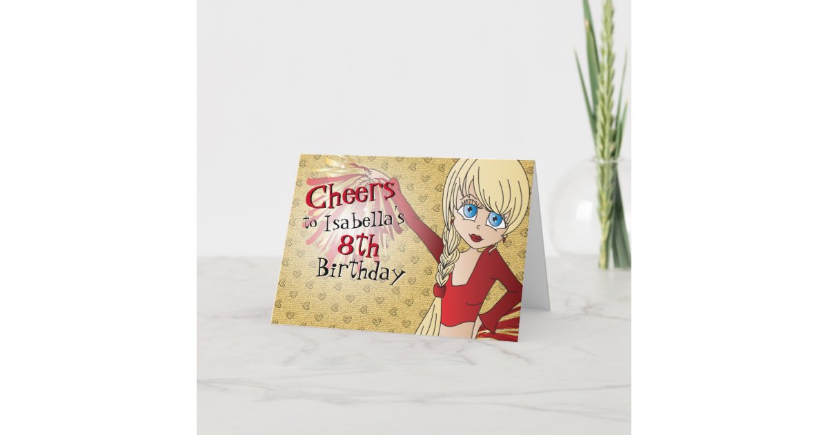 Cheerleader Birthday Girl - Red Card | Zazzle