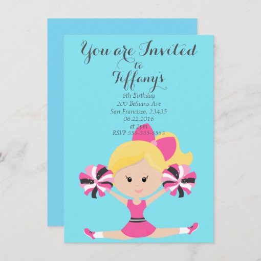 Cheerleader Birthday Party Invitation | Zazzle