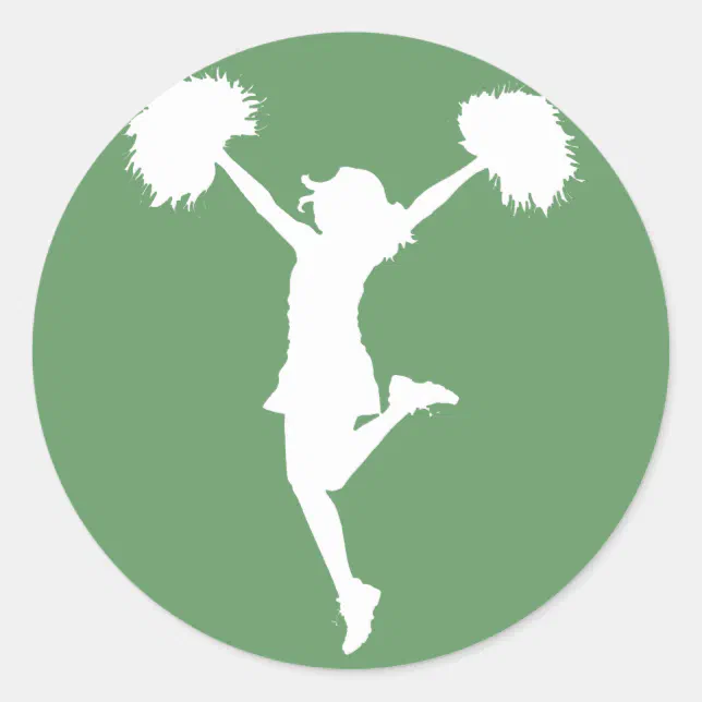 Cheerleader Cheering with Customizable Background Classic Round Sticker ...