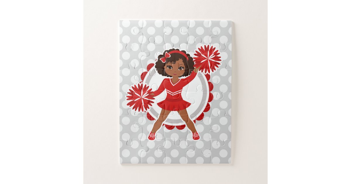 Cheerleader - Cute Red African American Cheer Jigsaw Puzzle | Zazzle