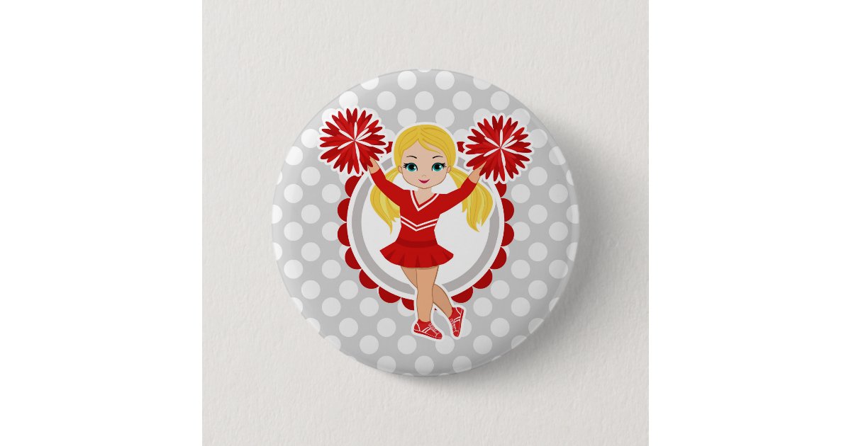 Cheerleader - Cute Red Blond Cheer Button | Zazzle