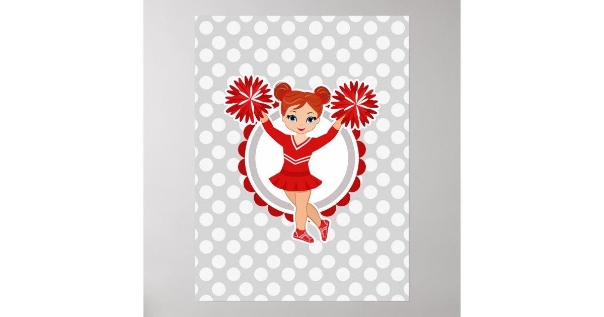 Cheerleader - Cute Red Redhead Cheer Poster | Zazzle