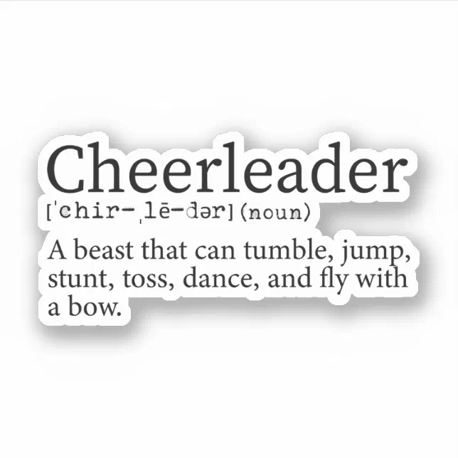 Cheerleader Definition, Cheer Cheerleading Gift Sticker | Zazzle