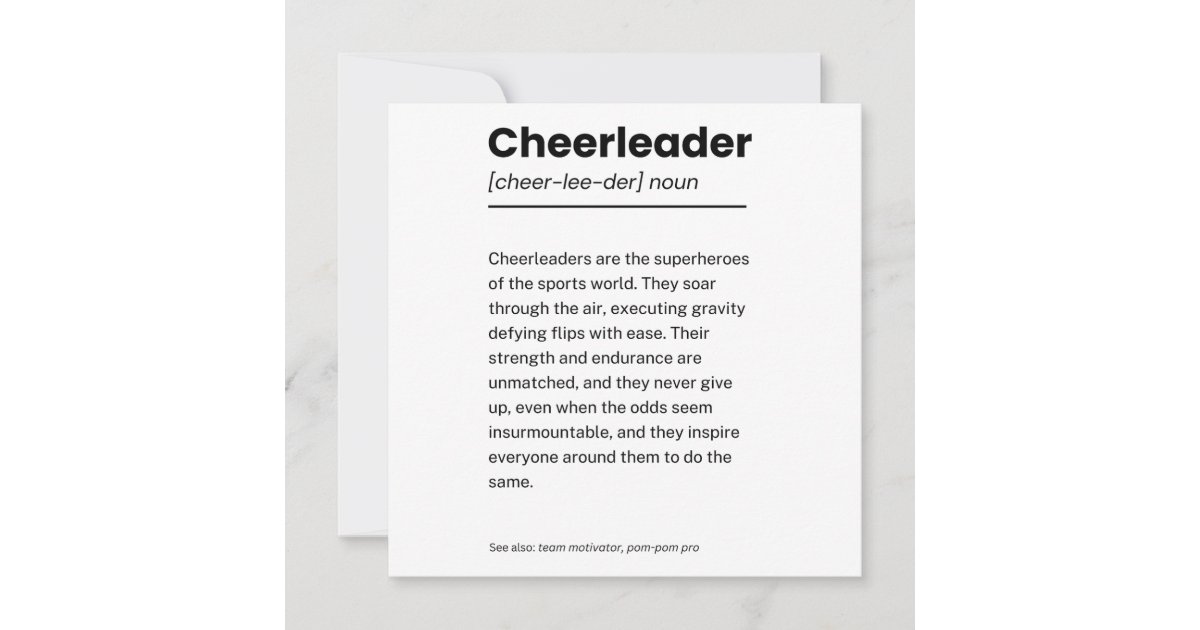 Cheerleader Definition, Cheerleading Thank You | Zazzle