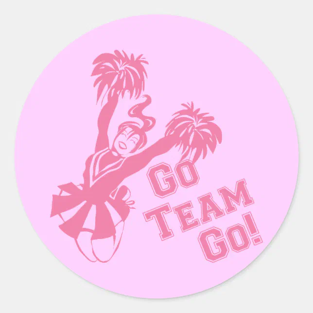 Cheerleader Go Team Classic Round Sticker | Zazzle