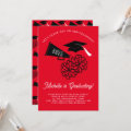 Cheerleader Graduation Party Red and Black Invitation | Zazzle