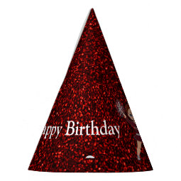 Cheerleader "Happy Birthday" Red Sparkle Party Hat | Zazzle