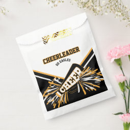Cheerleader in White, Gold and Black Favor Bag | Zazzle
