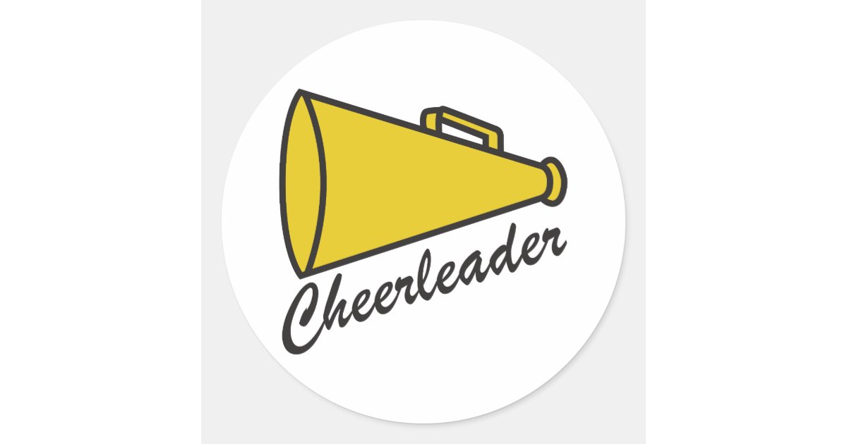 CHEERLEADER MEGAPHONE CLASSIC ROUND STICKER | Zazzle