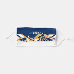 Cheerleader -Navy Blue, Gold and White Adult Cloth Face Mask | Zazzle