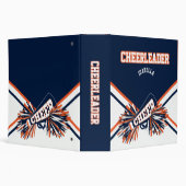 Cheerleader - Navy Blue, Orange and White 2" Binder | Zazzle