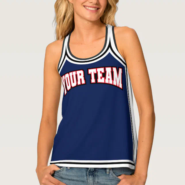 Cheerleader Navy Blue Varsity Shell Photo Logo Tank Top | Zazzle