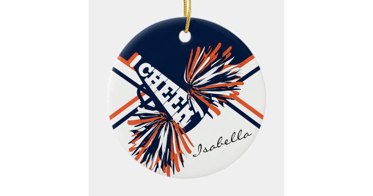 Cheerleader - Orange, White and Navy Blue Ceramic Ornament | Zazzle