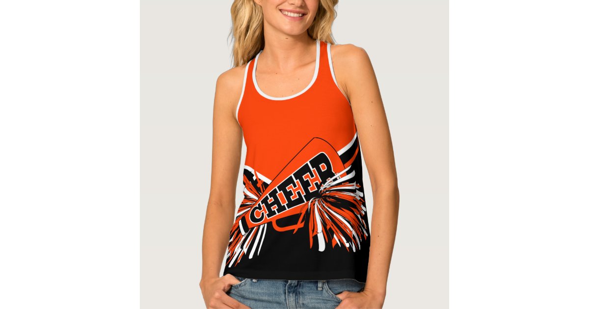 Cheerleader - Orange, White & Black Tank Top | Zazzle